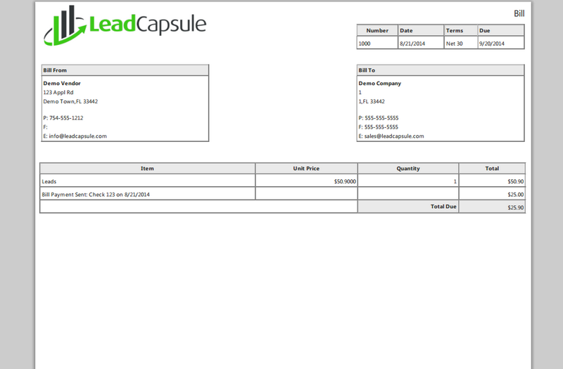 Billing | Features | Lead Capsule